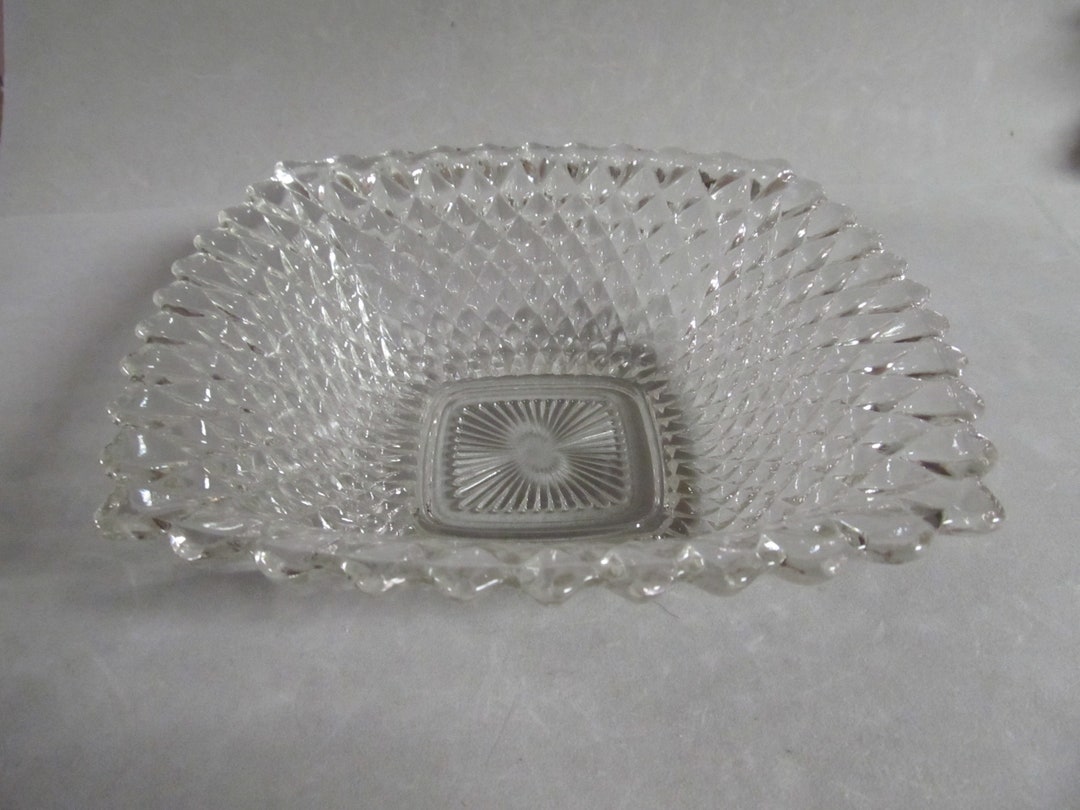Vintage Indiana Glass Diamond Pattern 8 Square Bowl - Etsy