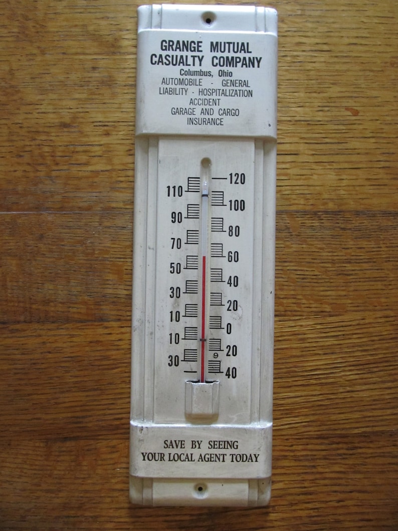 1960s Vintage Outdoor Thermometer Advertising Grange Mutual - Etsy
