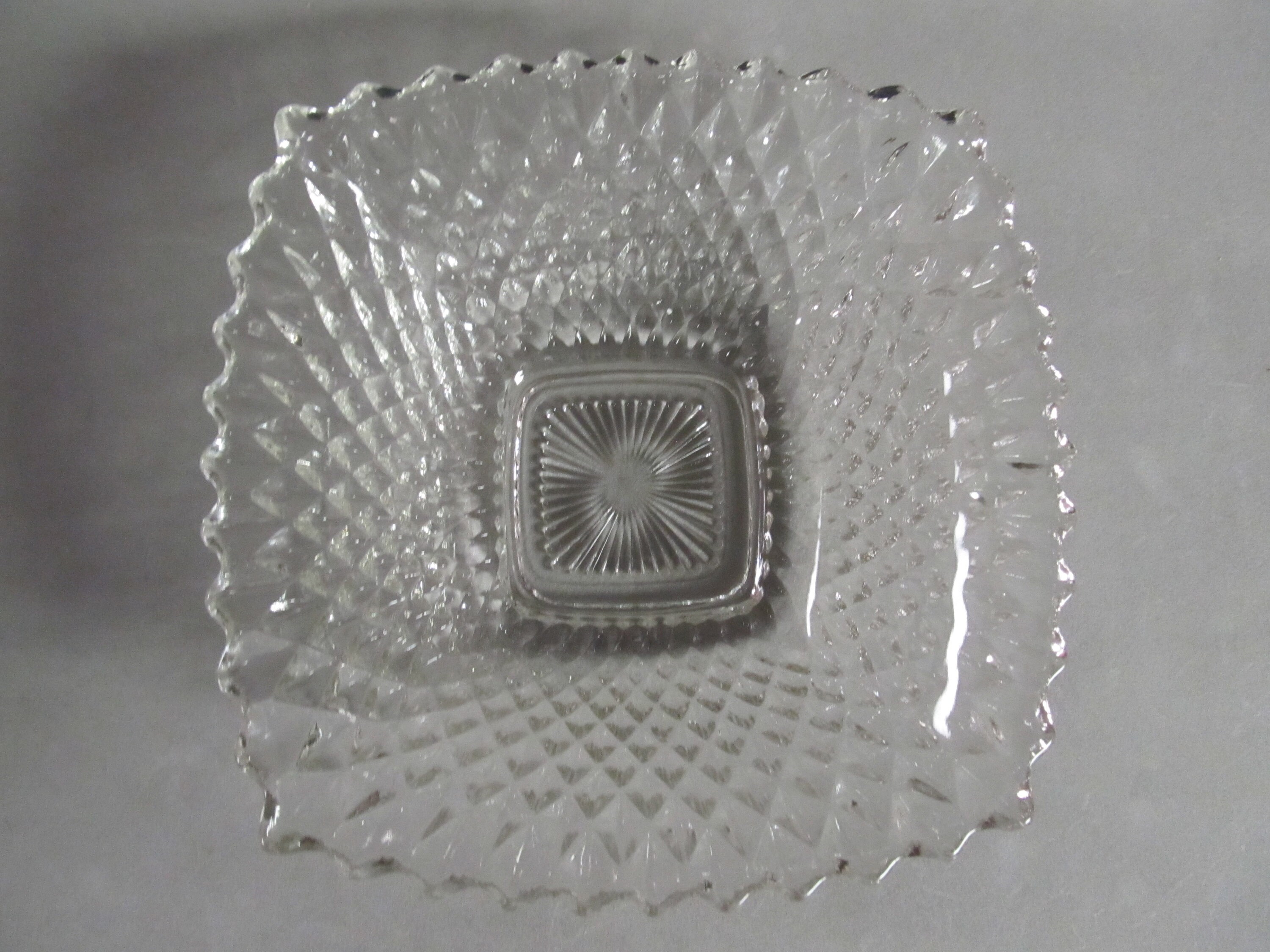 Vintage Indiana Glass Diamond Pattern 8" Square Bowl - Etsy