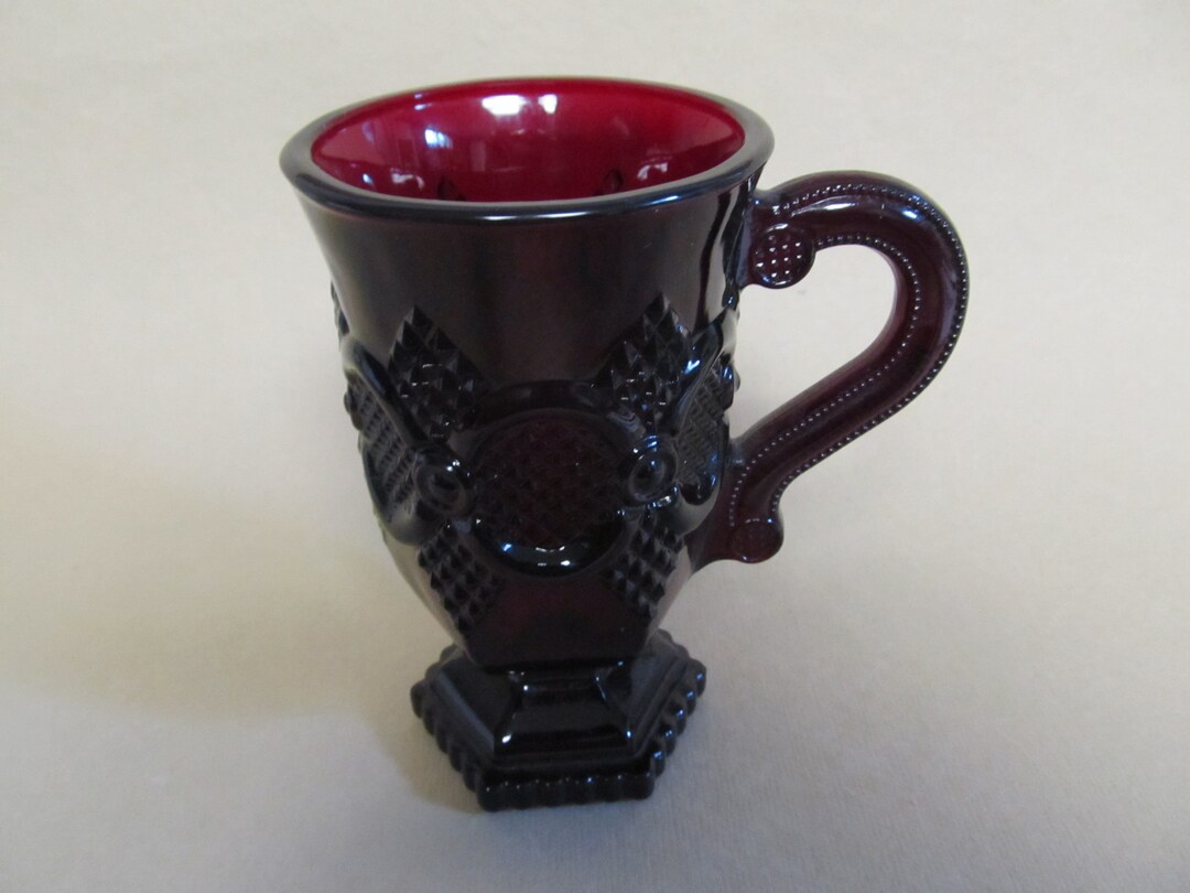 Vintage Avon Cape Cod Ruby Red Glass Mug on Pedestal - Etsy
