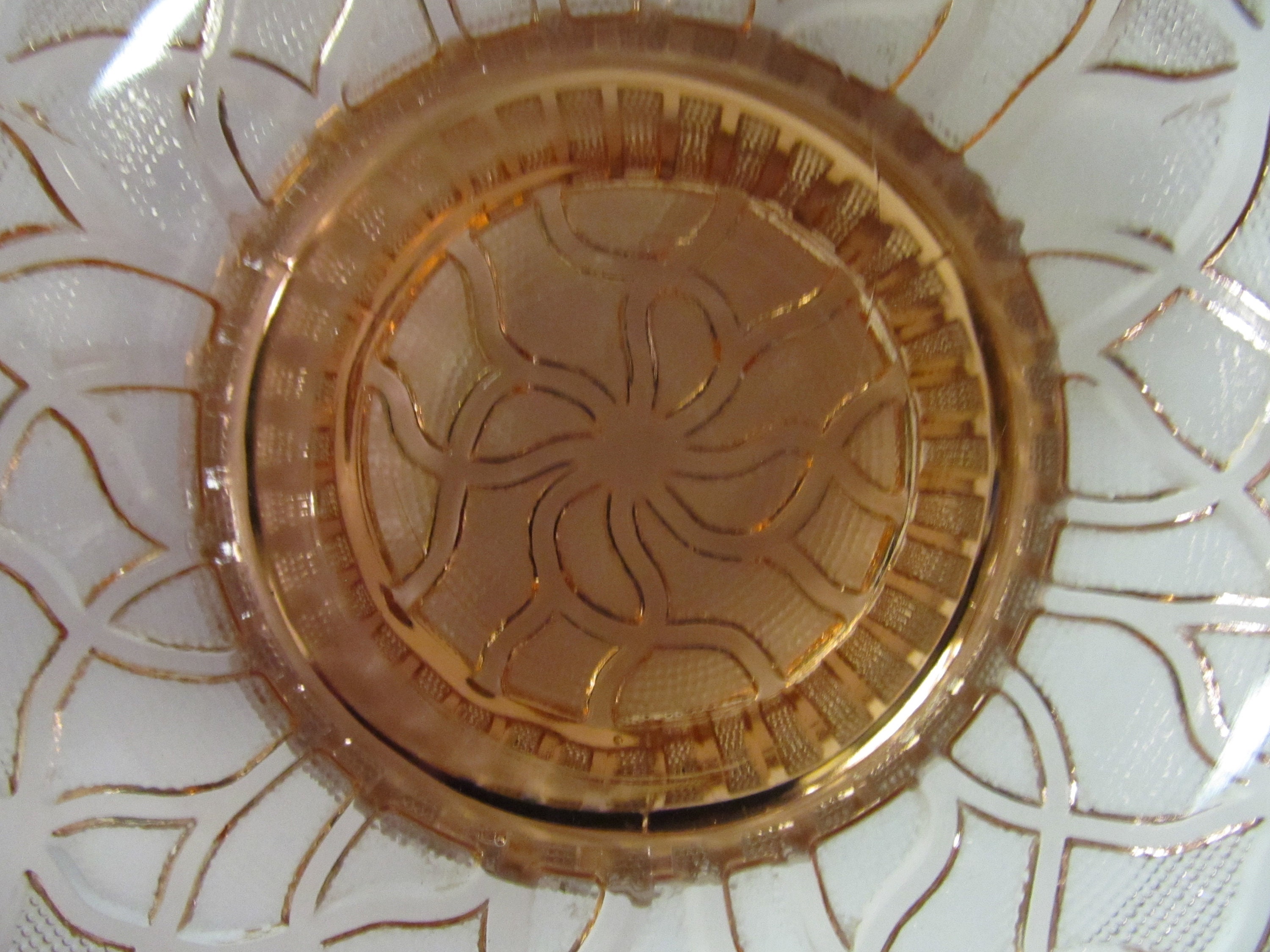 Vintage Pink Depression Glass Rolled Edge Console Bowl With Embossed ...