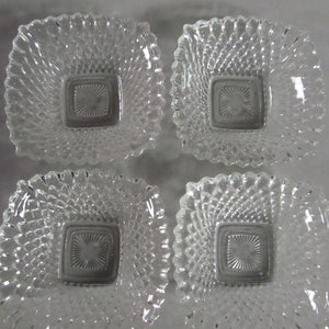 Set of Indiana Glass Square Diamond Point 4.5" Dishes - Etsy