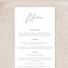 Calligraphy Wedding Menu Template, Minimalist Wedding Dinner Menu ...
