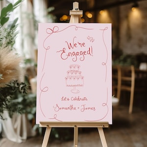 Hand Drawn Engagement Welcome Sign Template, Whimsical Engaged Sign ...