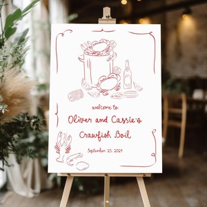 Crawfish Boil Welcome Sign Birthday Sign, Crayfish Boil Whimsical ...