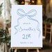 21st Welcome Sign Blue, Blue Birthday Sign for Girl, Editable Blue Bow ...