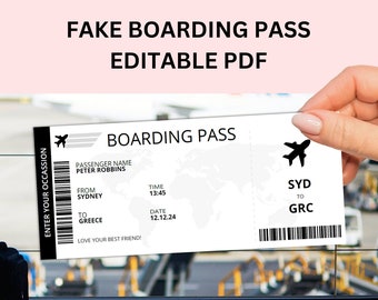 Print-at-home Boarding Pass, Surprise Trip, Fun Airline Ticket, Flight ...