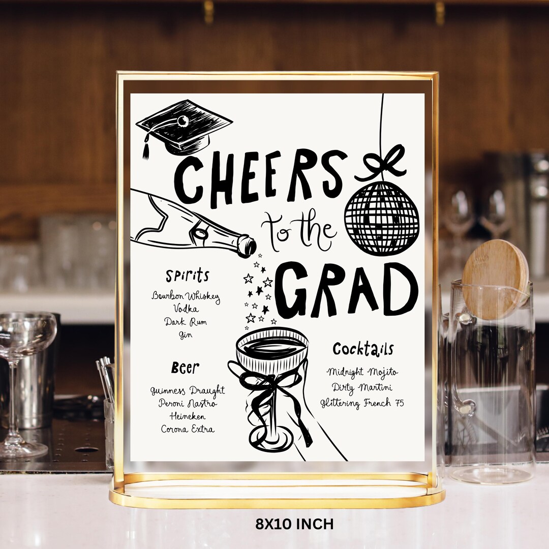 Graduation Drinks Menu Template, Editable Cheers to the Grad Drinks ...