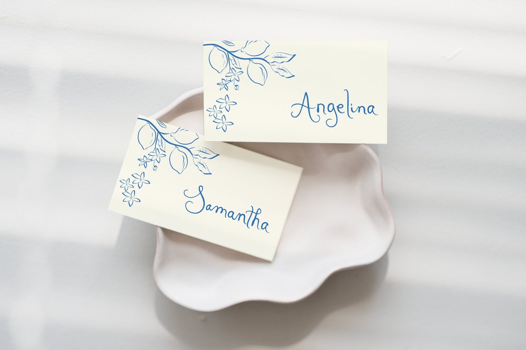Lemon Place Cards Template Lemon Amalfi Mediterranean Table Name Card ...