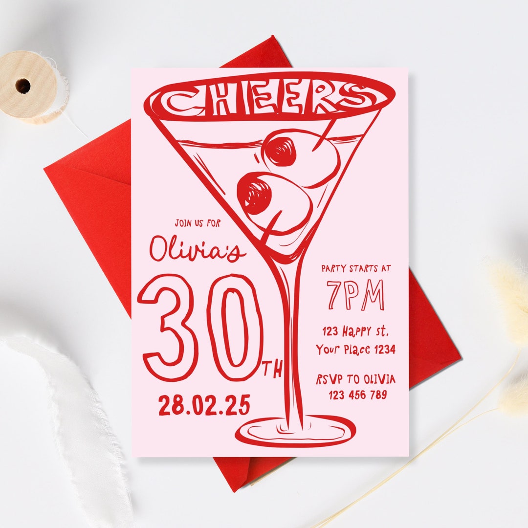 30th Birthday Invitation Template, 30th Birthday Invite, Hand Drawn ...