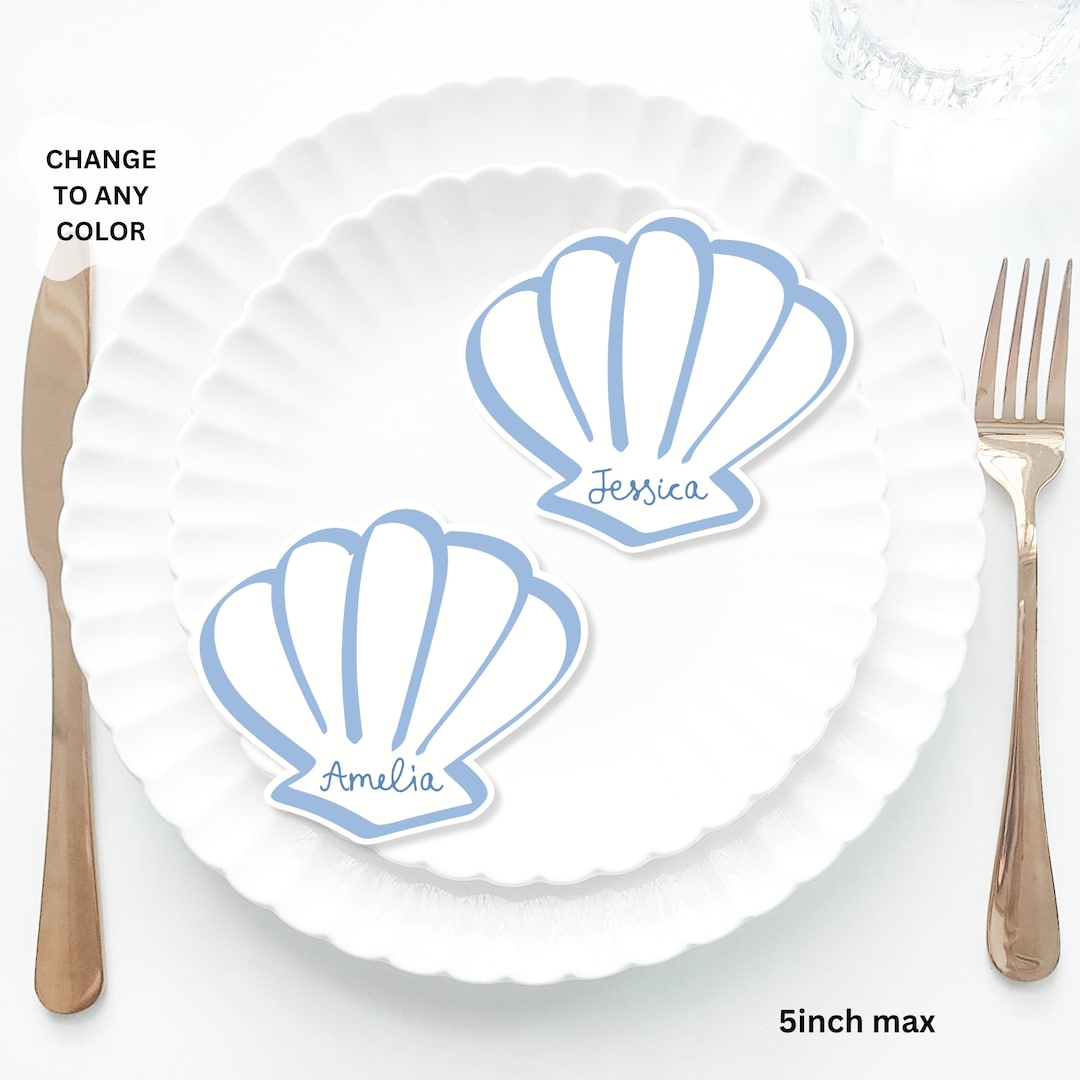 Seashell Place Cards Template, Coastal Shell Place Card, Seafood Place ...
