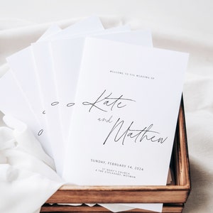 Church Program Wedding, Folded Minimalist Wedding Program Template ...