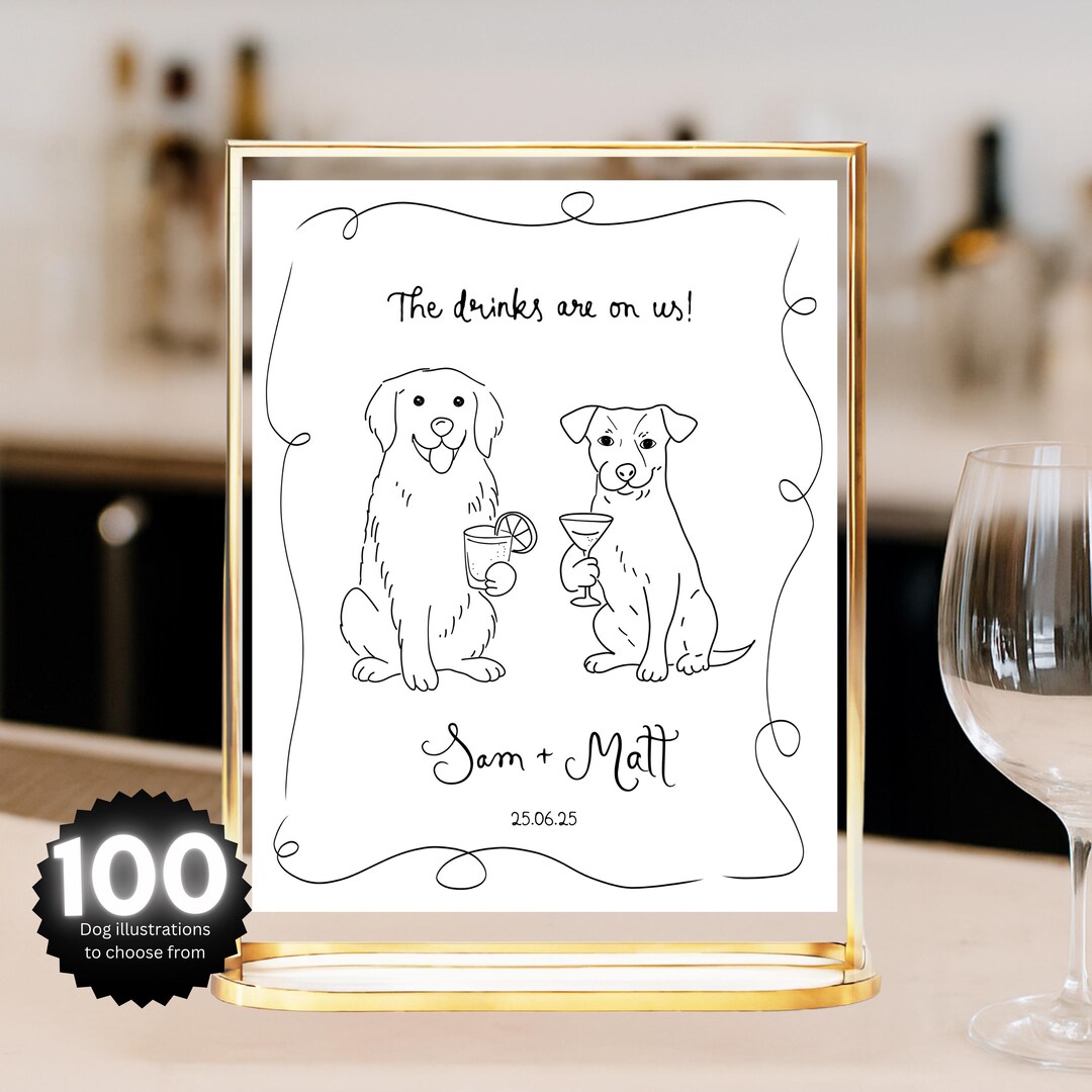 Dog Signature Cocktail Sign, the Drinks Are on Me Sign Template ...