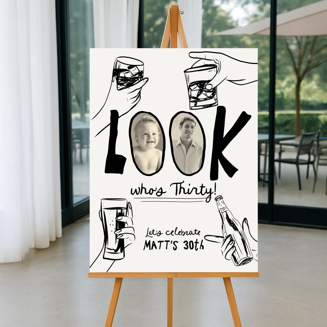 30th Birthday Welcome Sign Template, Male 30th Birthday Sign, Cheers to ...