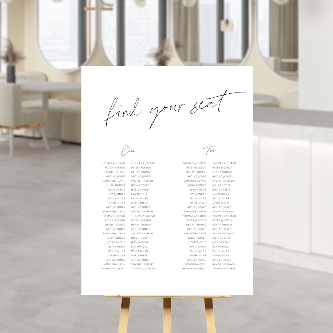 Modern Wedding Banquet Seating Chart, Printable Seating Chart, Banquet ...