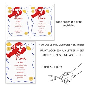 Whimsical Crawfish Boil Menu Template Printable, Hand Drawn Line Art ...
