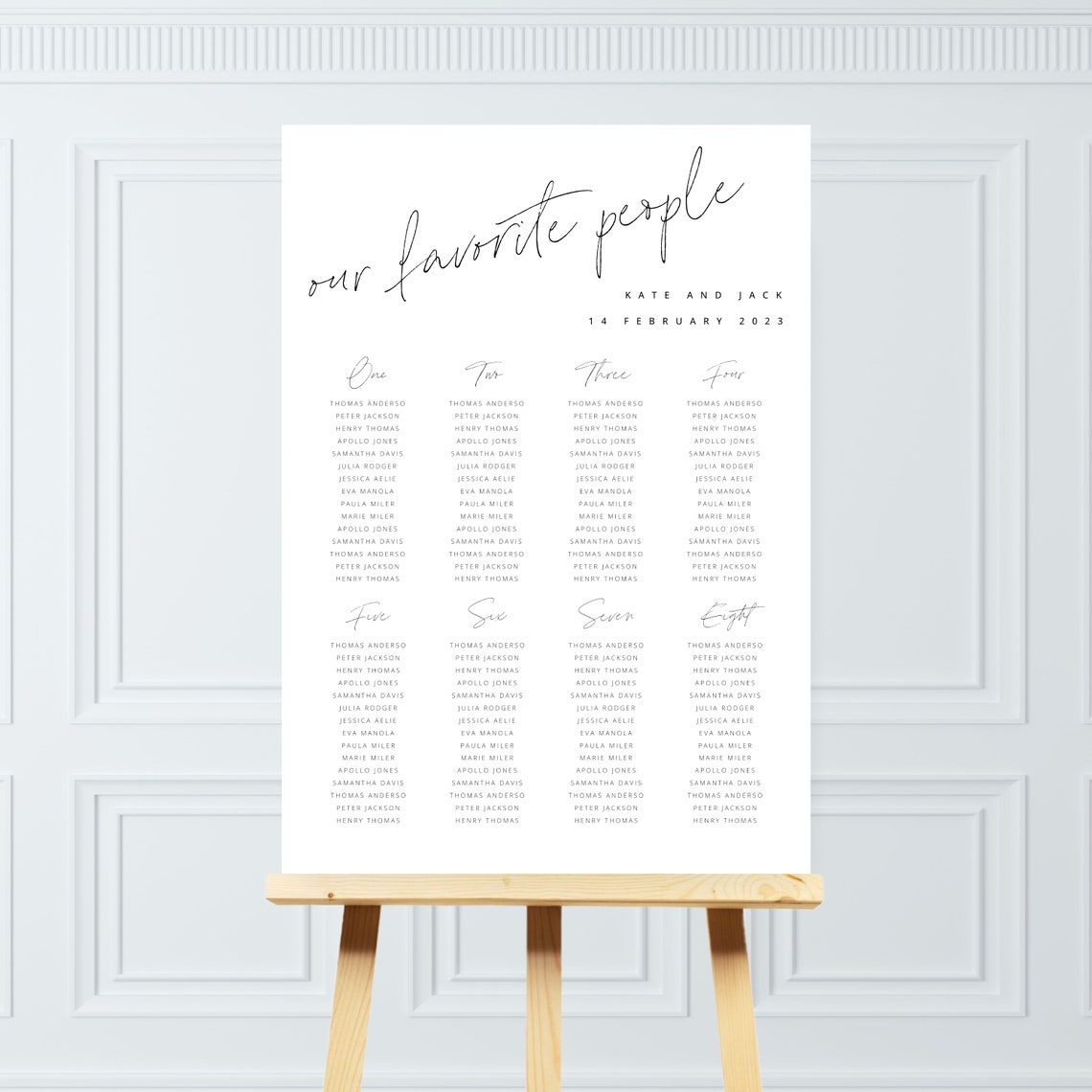 Editable Elegant Seating Chart Template, Modern Wedding Seating Chart ...