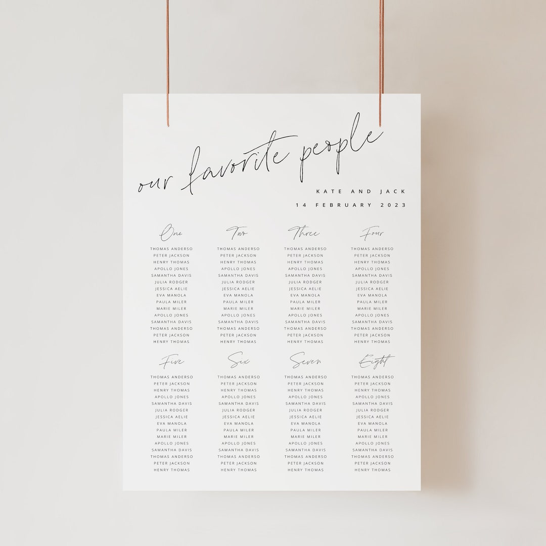 Editable Elegant Seating Chart Template Modern Wedding - Etsy