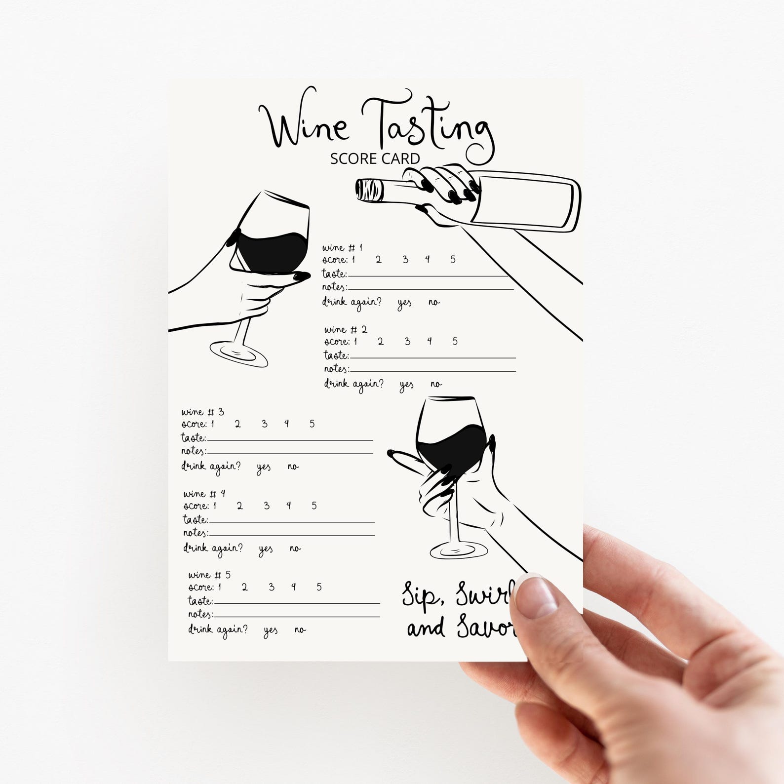 Wine Tasting Score Card Template, Adults Wine Tasting Game, Hens Party ...