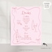 Pink Drink Bar Menu Template Printable, Hand Drawn Line Art Illustrated ...
