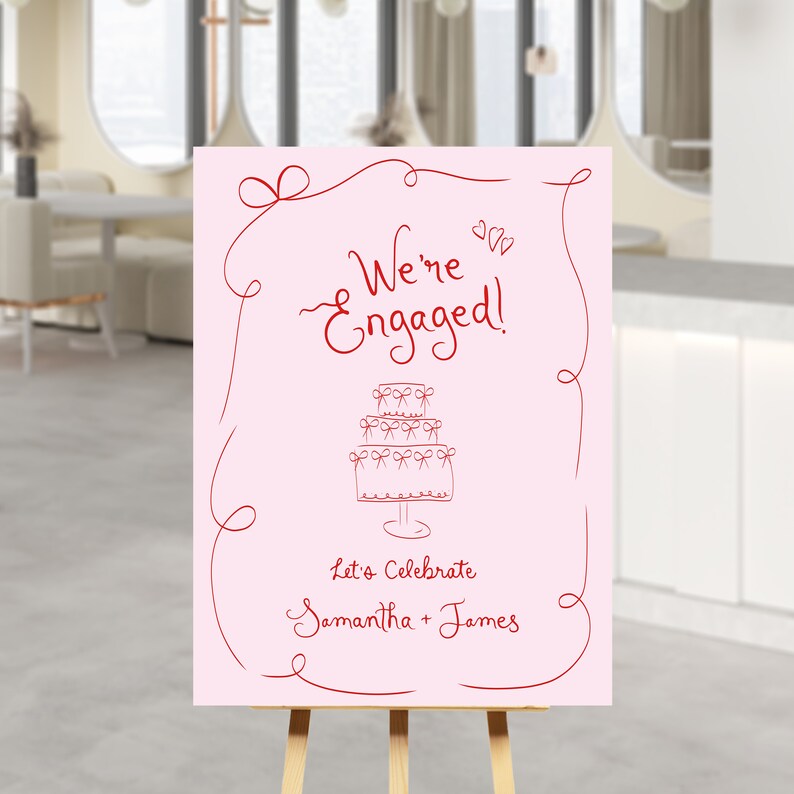 Hand Drawn Engagement Welcome Sign Template, Whimsical Engaged Sign ...