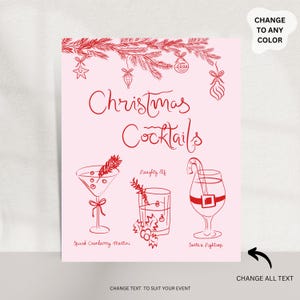 Christmas Drink Bar Menu Template Printable, Hand Drawn Art Illustrated ...