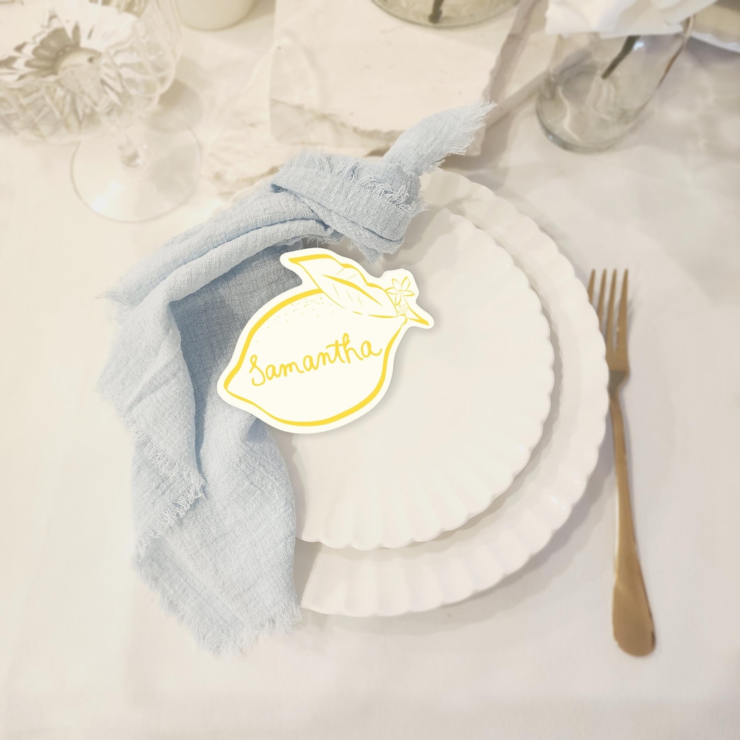 Lemon Place Cards Template Lemon Amalfi Mediterranean Table Name Card ...