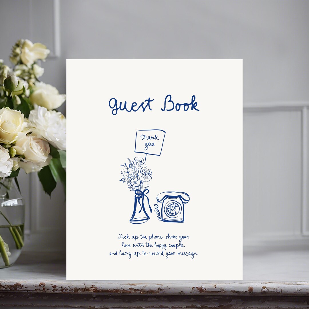 Audio Guest Book Template, Whimsical Wedding Reception Table Sign ...