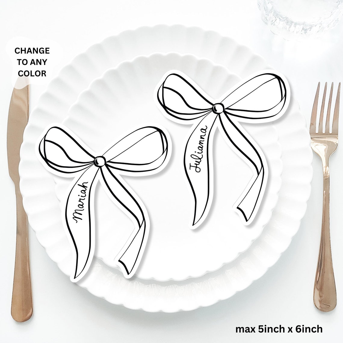 Bow Place Cards Template, Whimsical Placecard, Bow Place Card, Bow ...