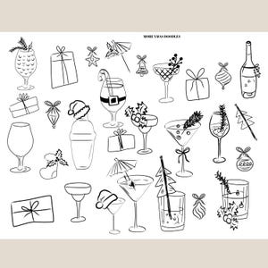 Drink Bar Menu Template Printable, Hand Drawn Line Art Illustrated Bar ...