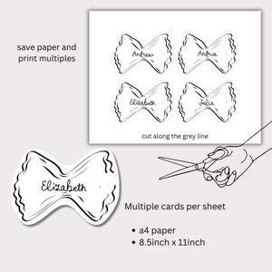 Pasta Place Cards Template, Whimsical Place Card, Pasta Shapes Place ...