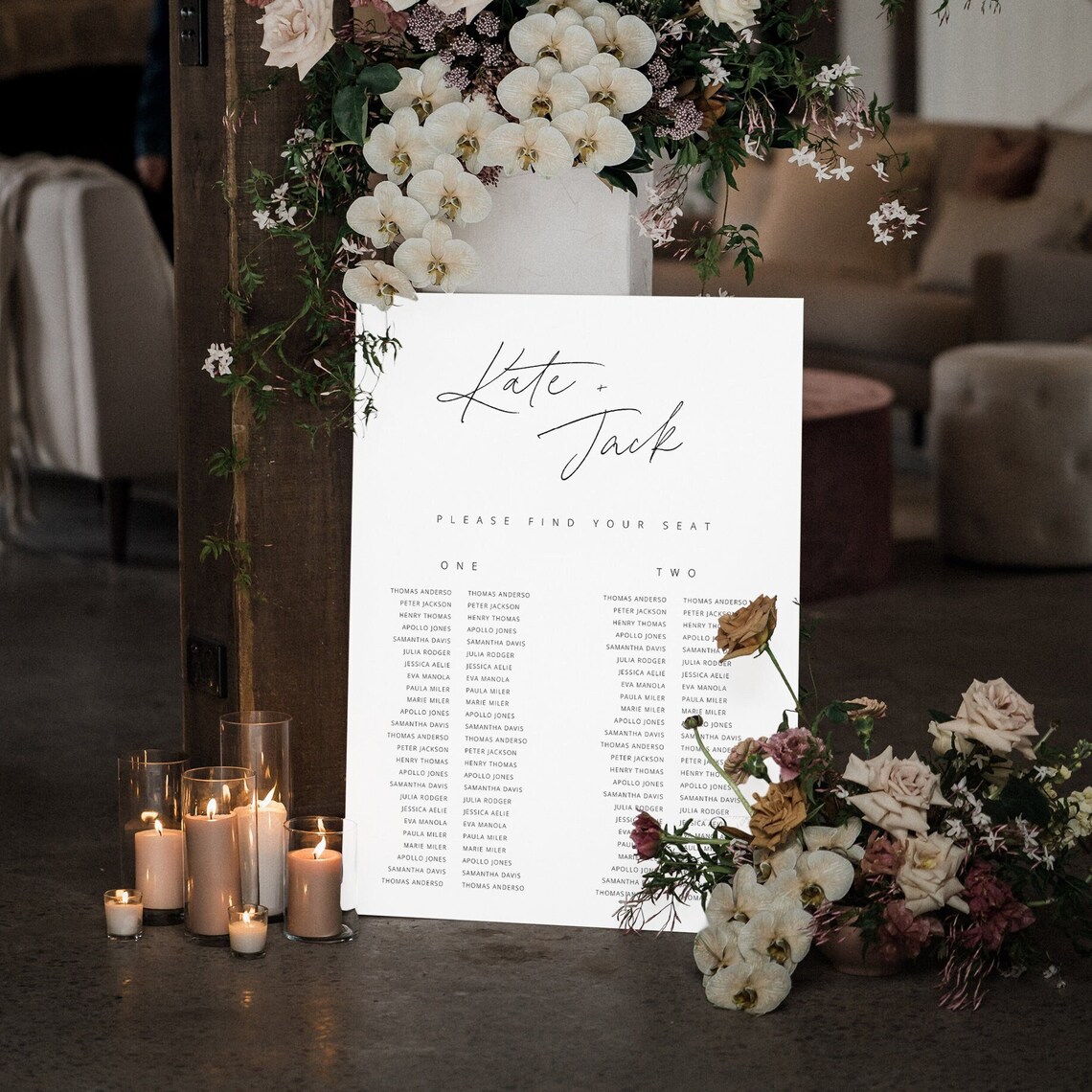 Printable Modern Wedding Banquet Seating Chart, Printable Seating Chart ...