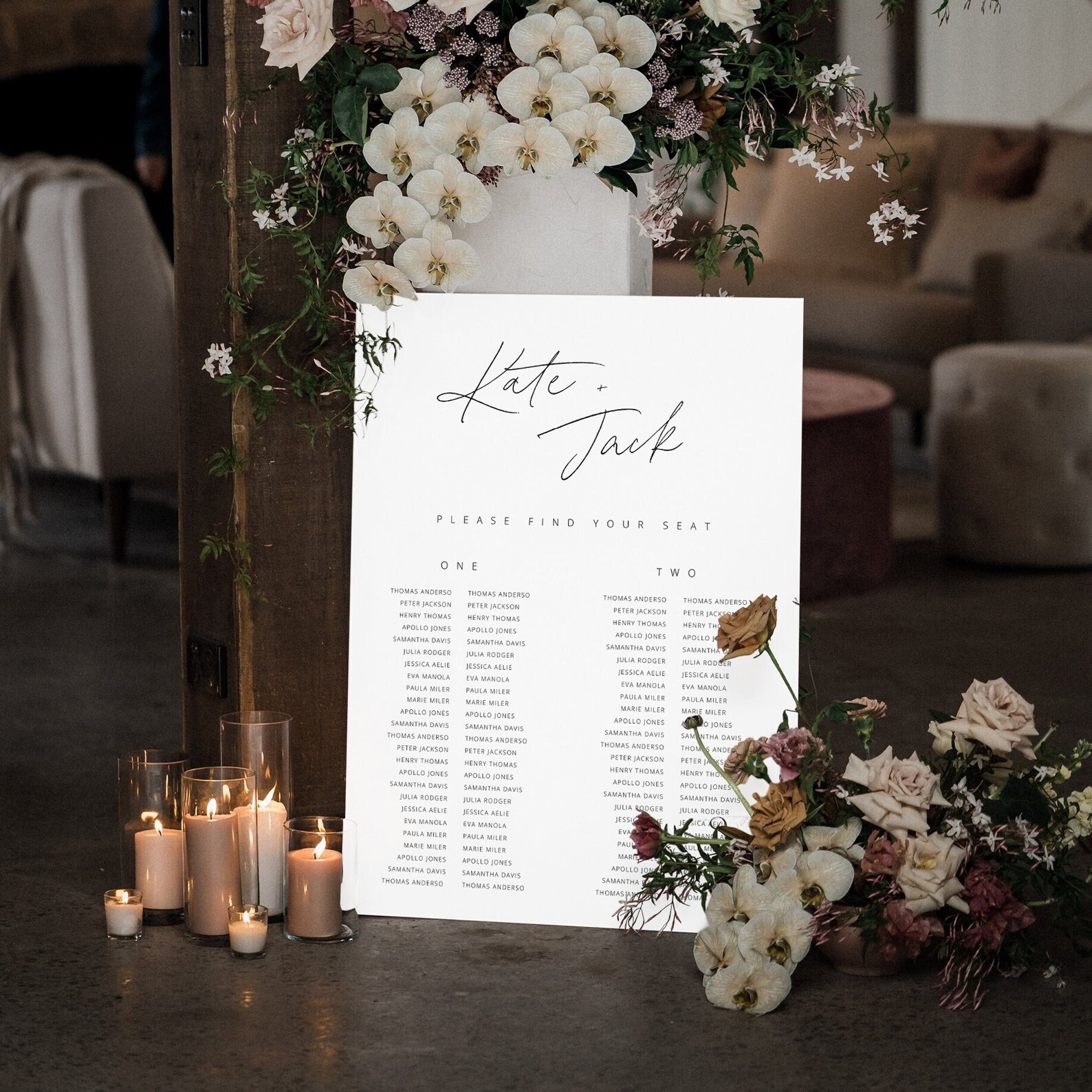 Printable Modern Wedding Banquet Seating Chart, Printable Seating Chart ...