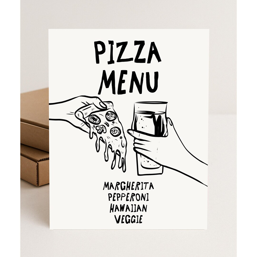 Pizza Menu Template Printable, Cheers to Love Bar Menu, Drinks Wedding ...