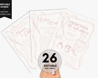 Most Fun Baby Shower Games 18 Bundle, Editable Gender Neutral Wavy ...