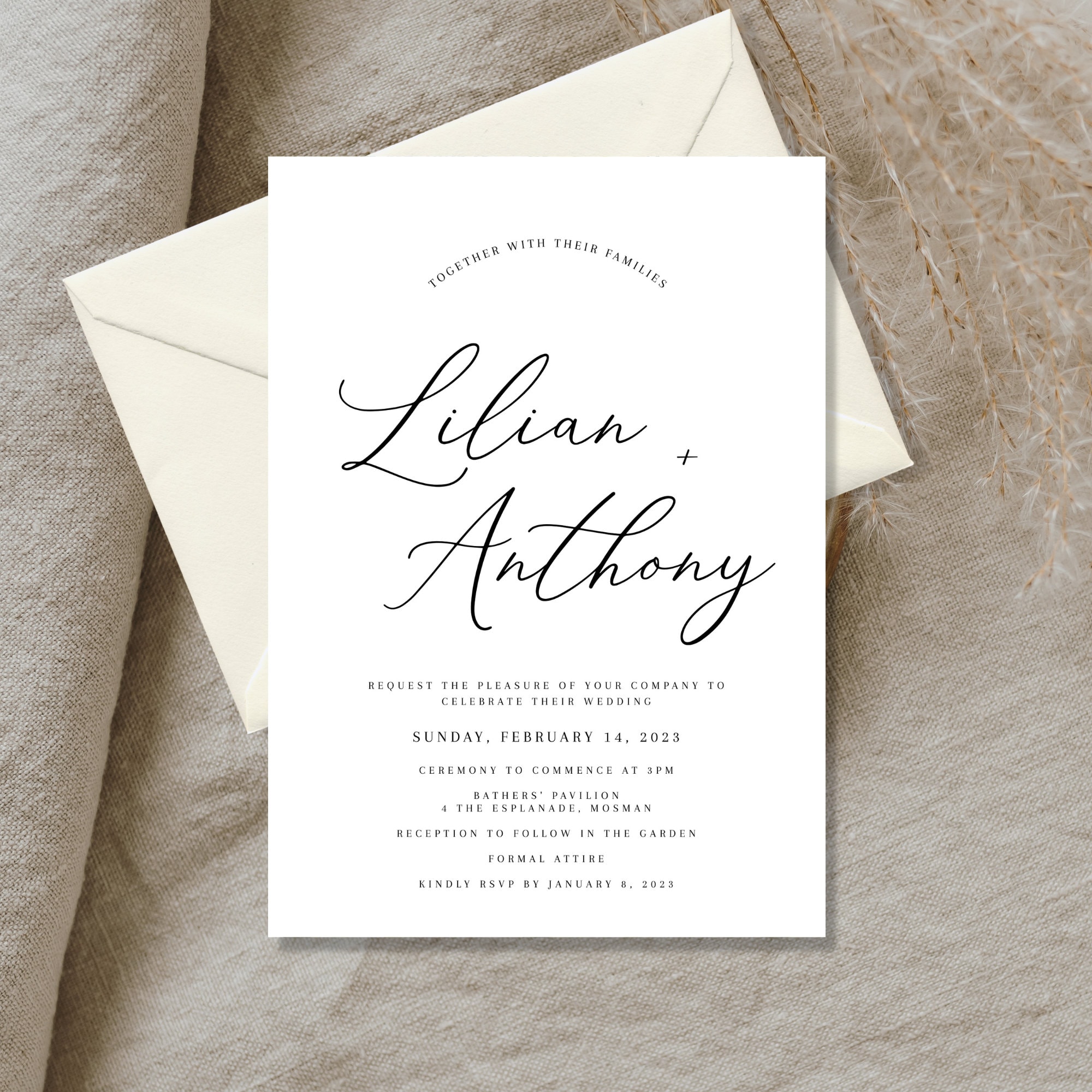 Elegant Wedding Invitation Template Download Printable Photo Wedding ...