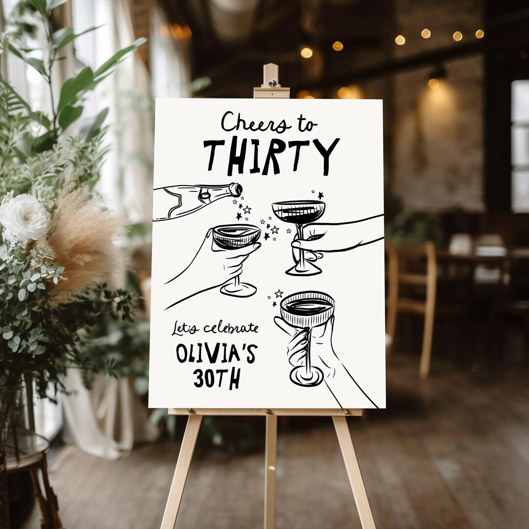 30TH Welcome Sign Birthday Sign for Girl, Editable Wine Welcome Sign ...