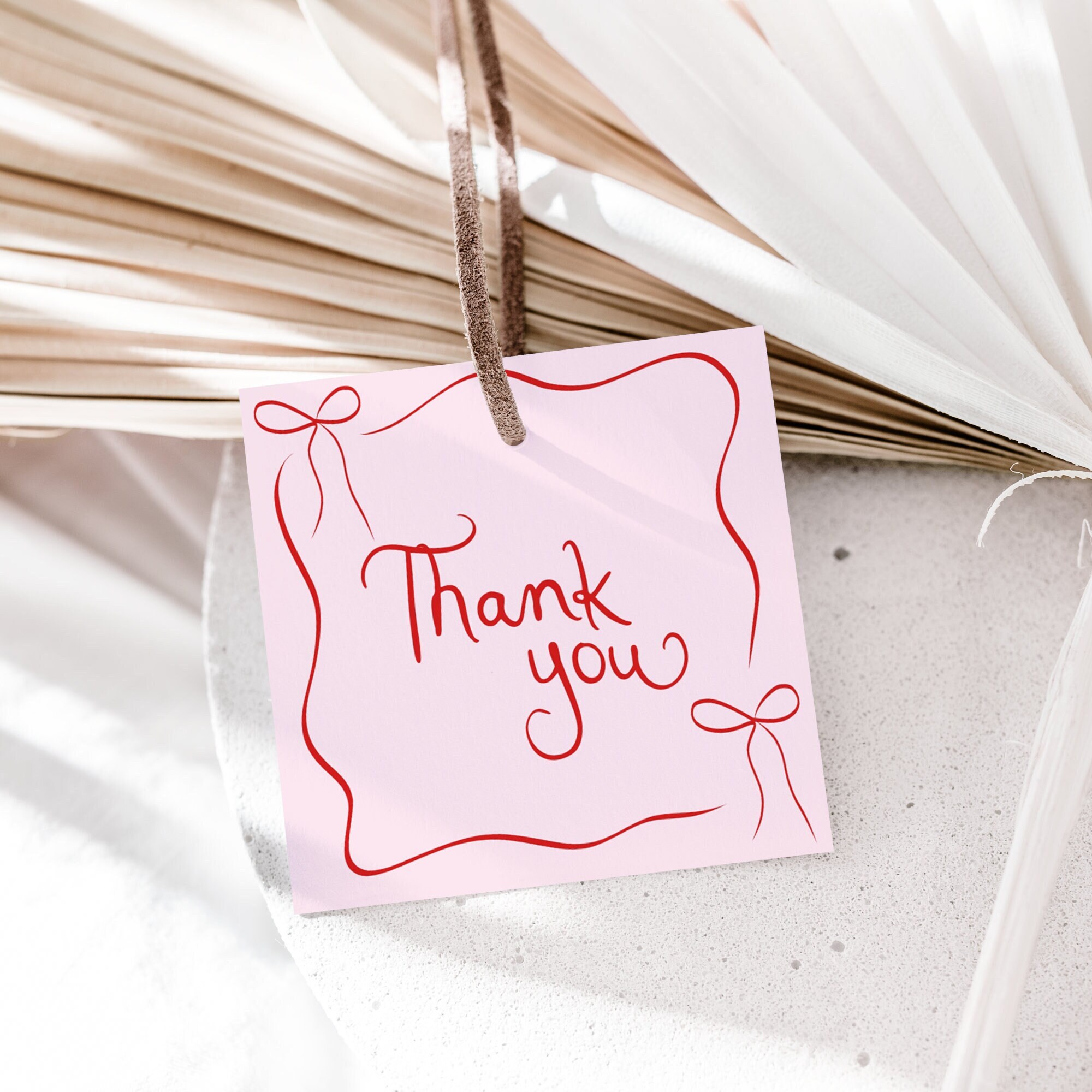 Pink Red Thank You Tag Template, Instant Download Editable Favor Tag ...