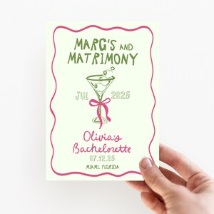 Margs and Matrimony Bachelorette Party Invitation, Bach Party Itinerary ...