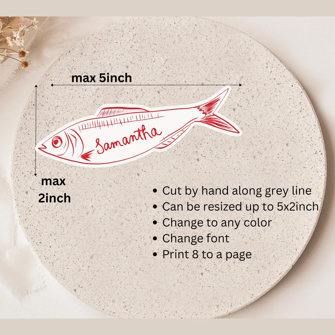 Italian Party Sardine Place Cards Template, Sardine Fish Place Card ...