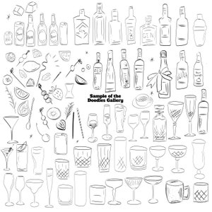 Drink Bar Menu Template Printable, Hand Drawn Line Art Illustrated Bar ...