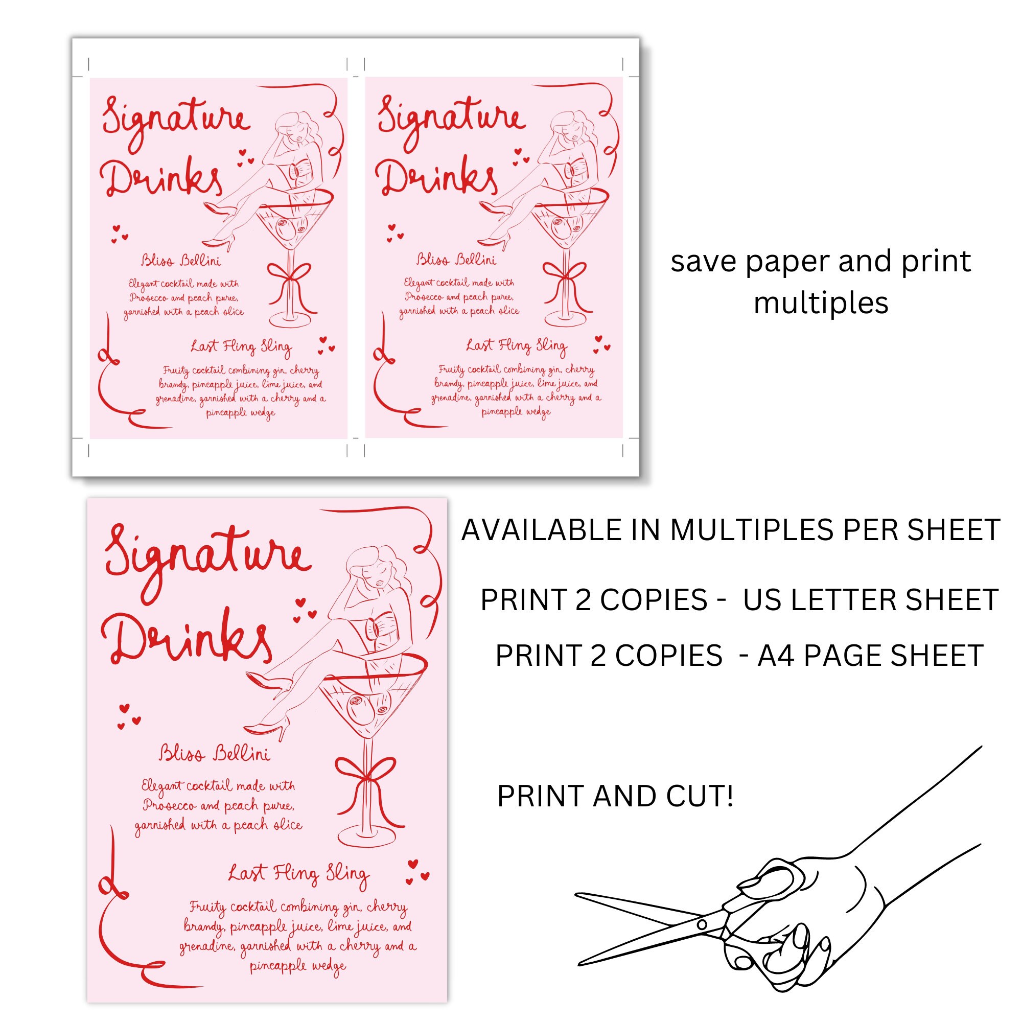 Pink Bachelorette Party Signature Drink Handwritten Bachelorette Bar ...