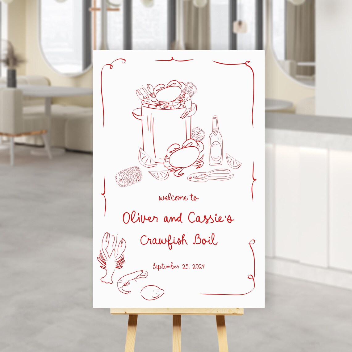 Crawfish Boil Welcome Sign Birthday Sign, Crayfish Boil Whimsical ...