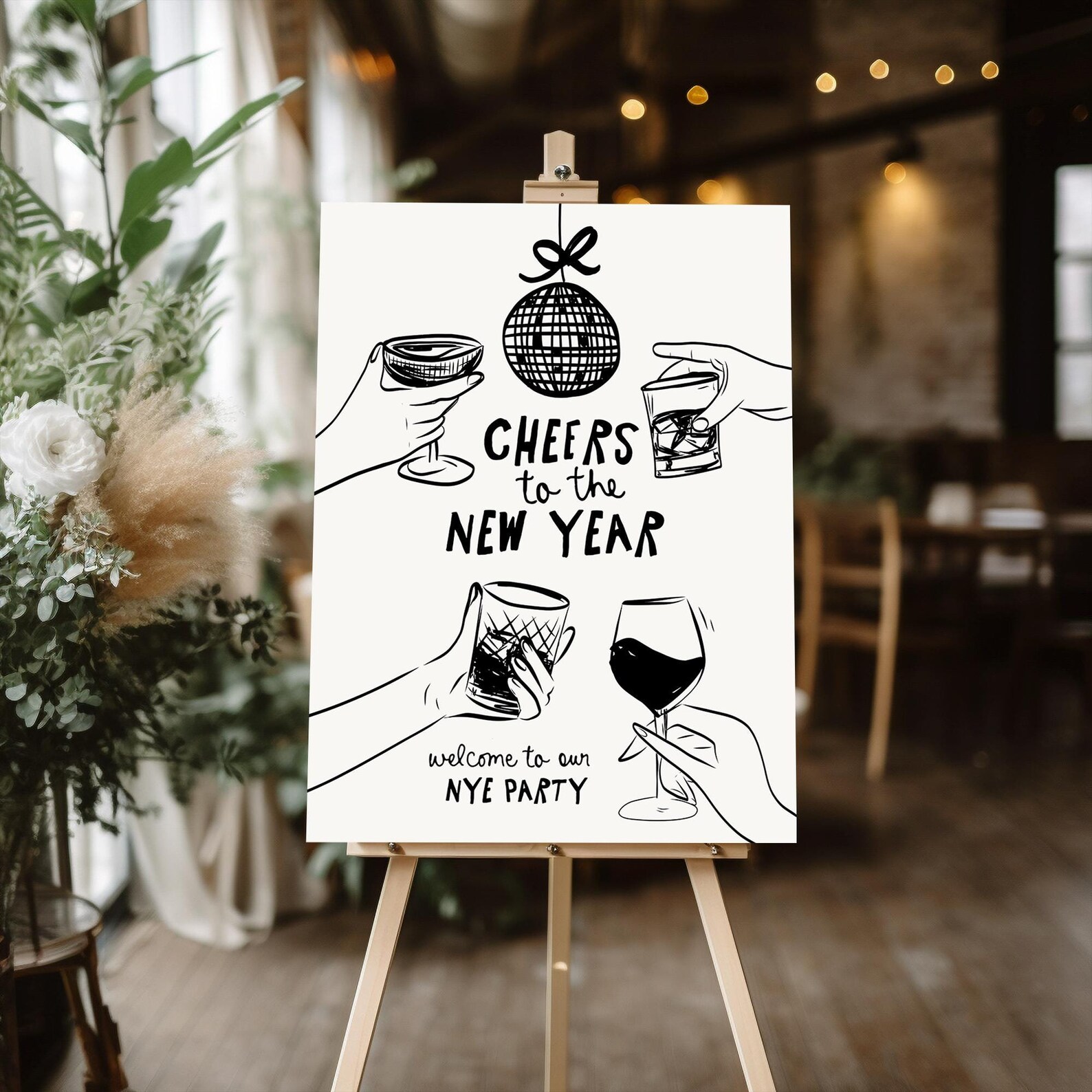 New Years Eve Welcome Sign Template, New Years Eve Party Welcome Sign ...
