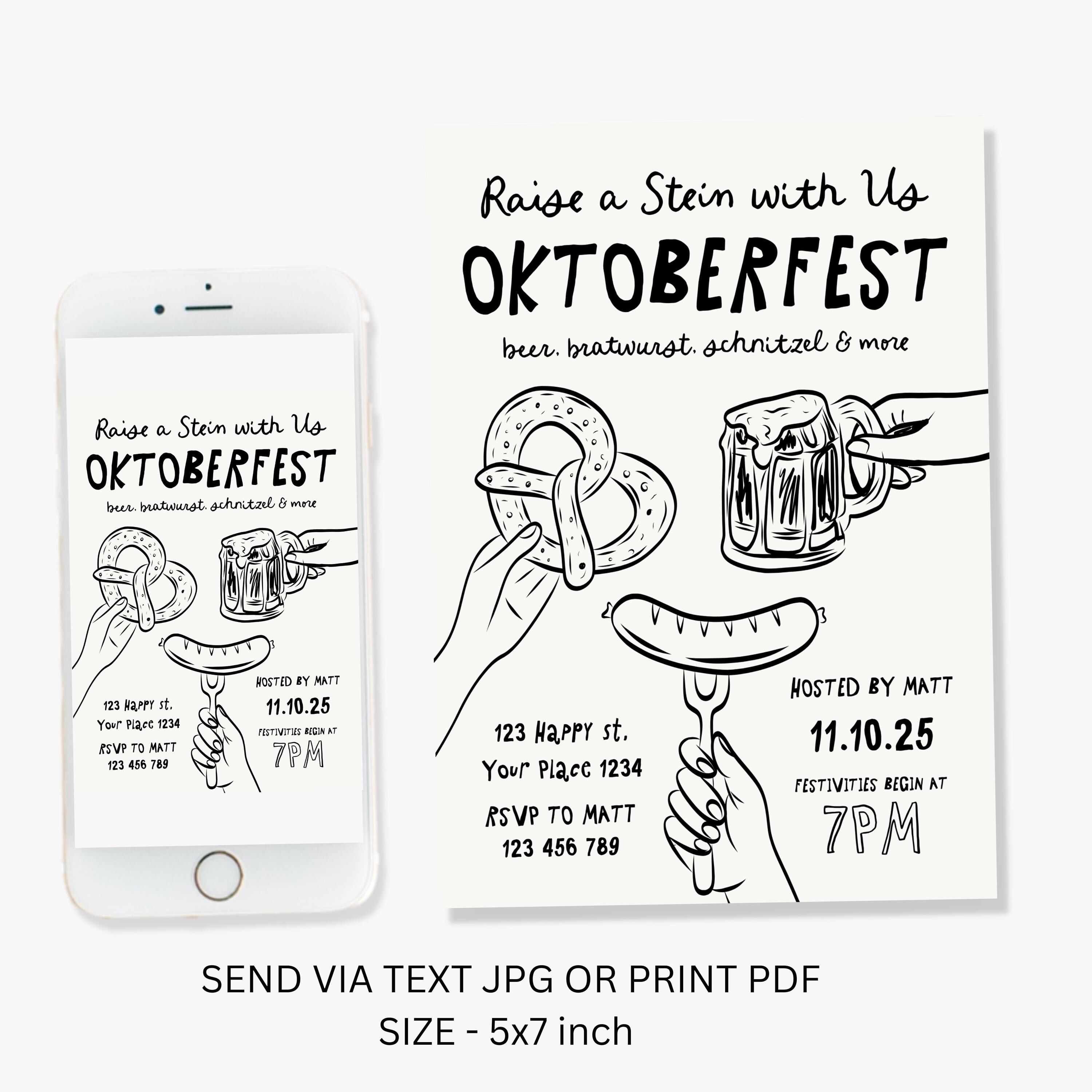 Oktoberfest Invitation Template – Beer Brat Pretzel Party Invite ...