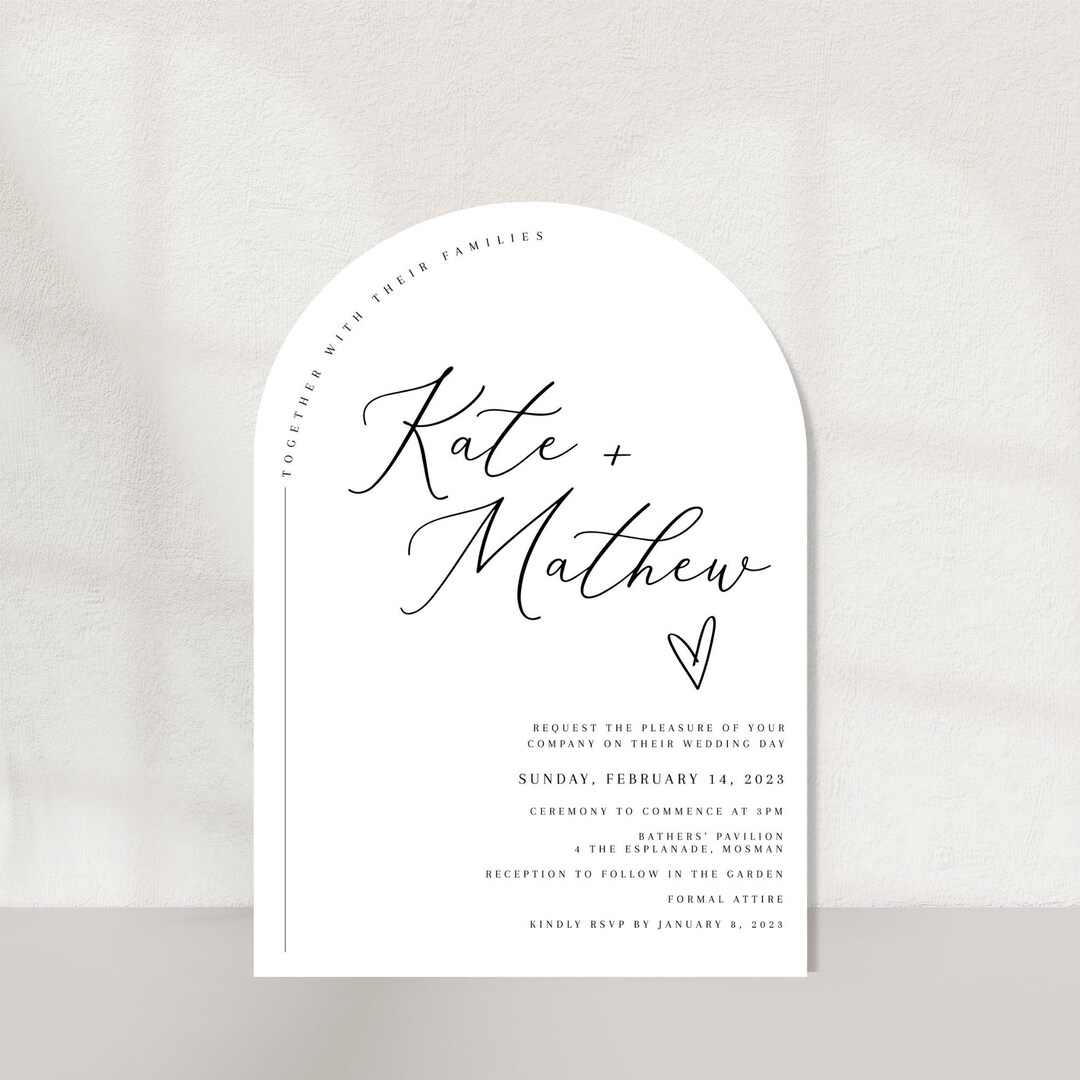 Arch Wedding Invitation Template, Invitation Arch SVG, Minimal Wedding ...