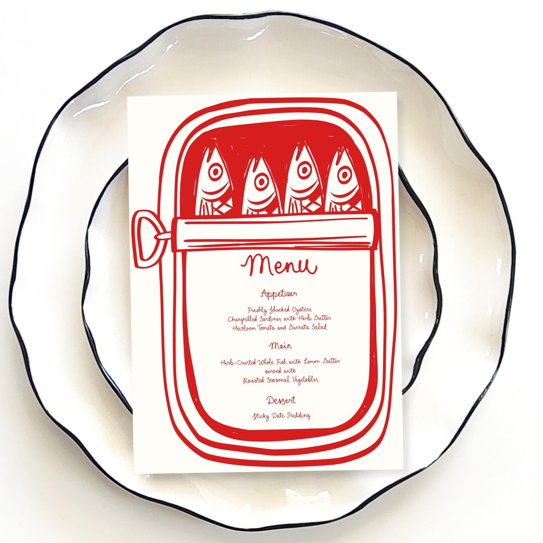 Sardine Italian Inspired Menu Template Printable, Packed With Love ...