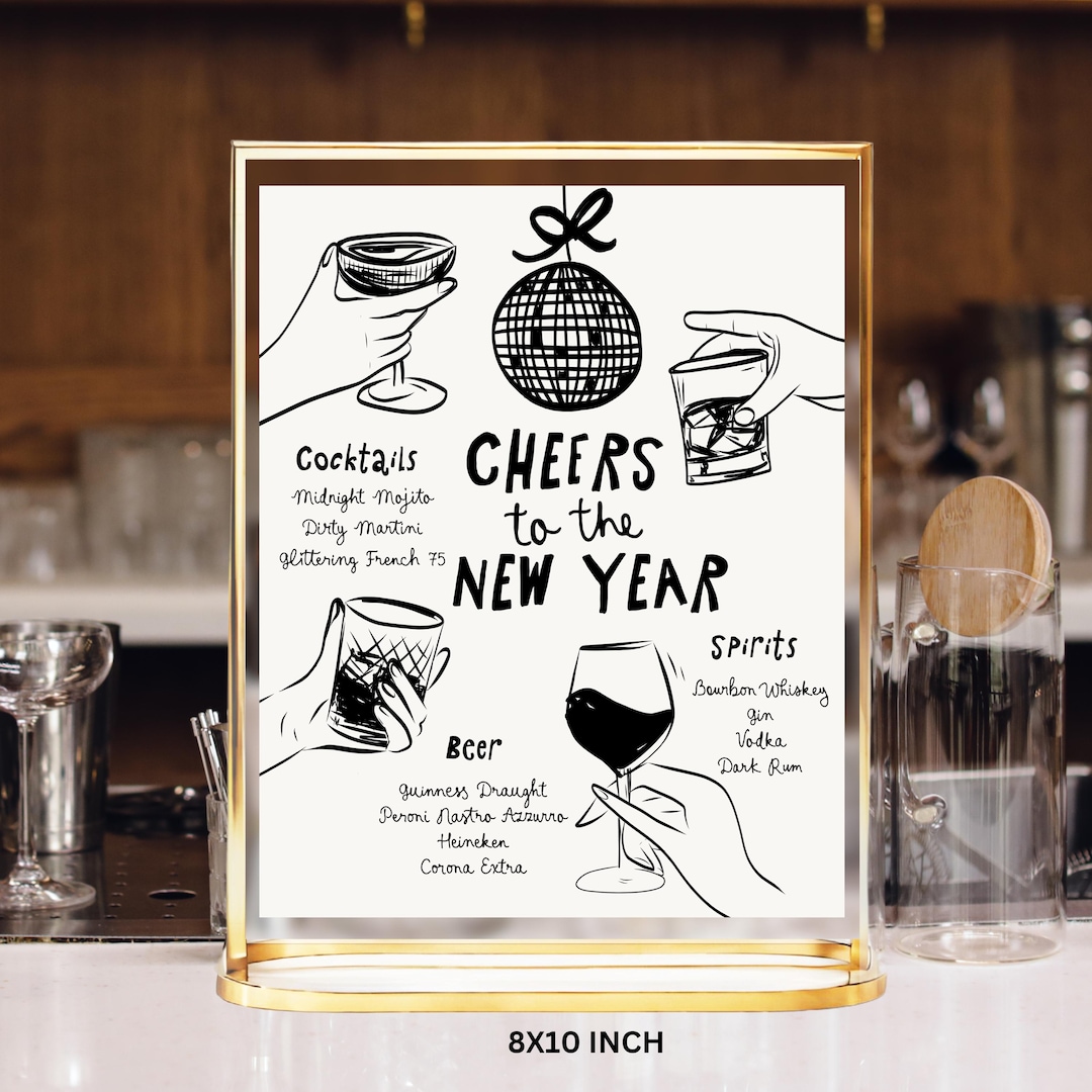 New Years Eve Drinks Menu Template, Editable New Year’s Eve Girls Night ...