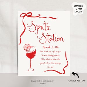 Aperol Spritz Bar Sign, Spritz Signature Drink Bar Menu Sign Template ...