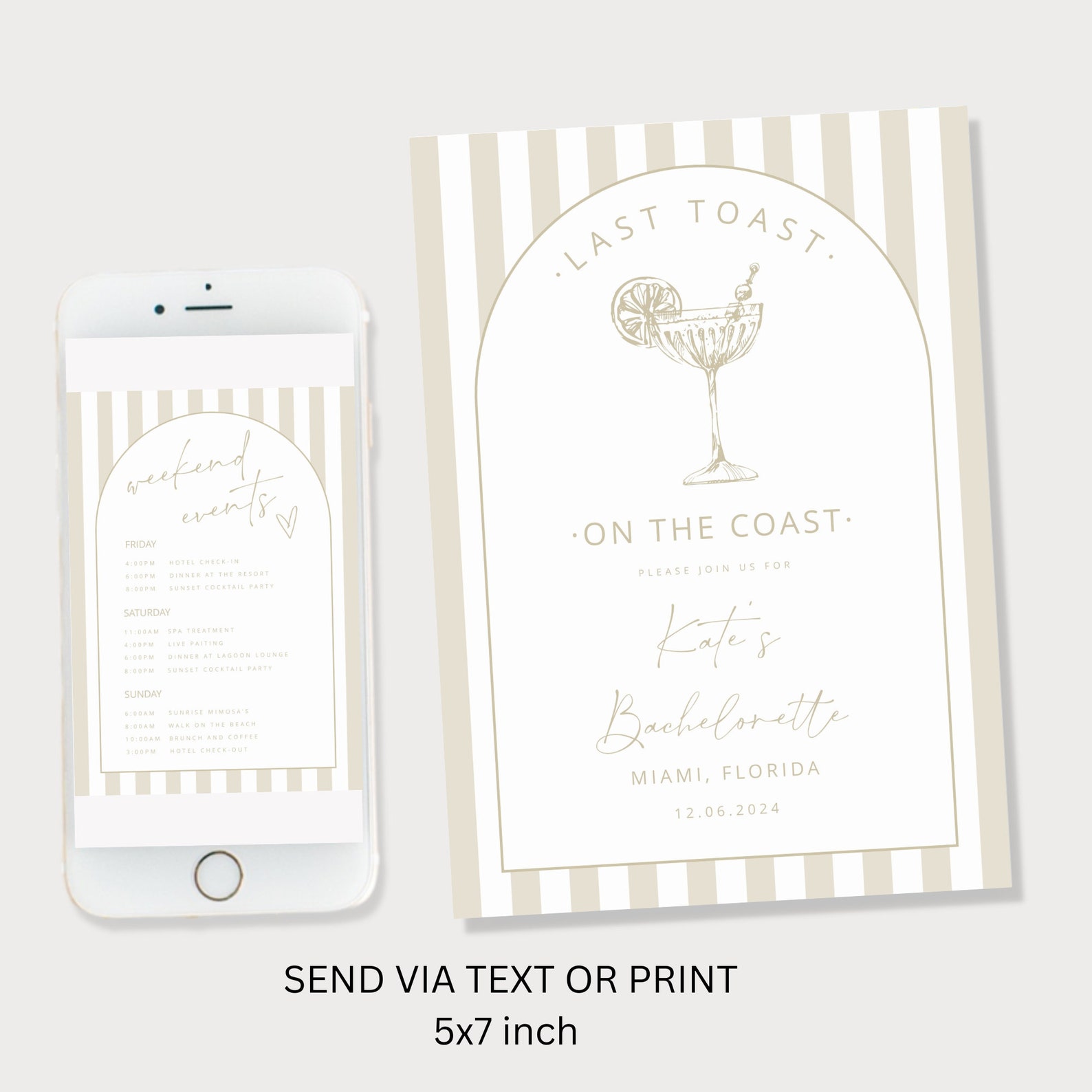Coastal Last Toast on the Coast, 30A Bachelorette Invitation and ...
